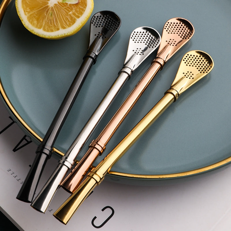 Stainless Steel Drinking Straw with Stirrer (set of 4) – Allthingscurated